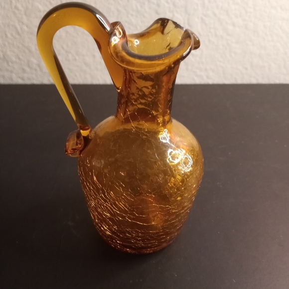 BLENKO | Art | Blenko Amber Crackled Art Glass 5 Miniature Pitcher ...